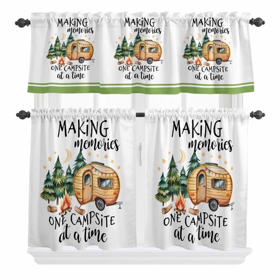 3 Piece Kitchen Curtains and Valances Set Camping Cafe Curtains 36 Inch ...