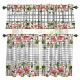 3 Piece Kitchen Curtains and Valances Set Checkered Flamingos Cafe ...
