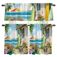 3 Piece Kitchen Curtains and Valances Set Coastal Beach Cafe Curtains ...