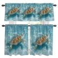3 Piece Kitchen Curtains and Valances Set Coastal Sea Turtle Cafe ...