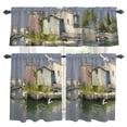 3 Piece Kitchen Curtains and Valances Set Coastal Seaside Village Cafe ...