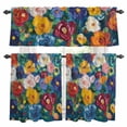 3 Piece Kitchen Curtains and Valances Set Colorful Flowers Cafe ...