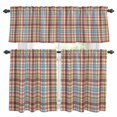 3 Piece Kitchen Curtains and Valances Set Colorful Plaid Cafe Curtains ...