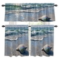 3 Piece Kitchen Curtains and Valances Set Conch Shell Summer Beach Cafe ...