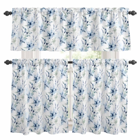 3 Piece Kitchen Curtains and Valances Set Country Floral Cafe Curtains ...