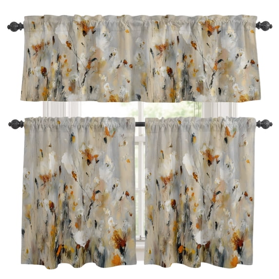 3 Piece Kitchen Curtains and Valances Set Country Flowers Cafe Curtains ...