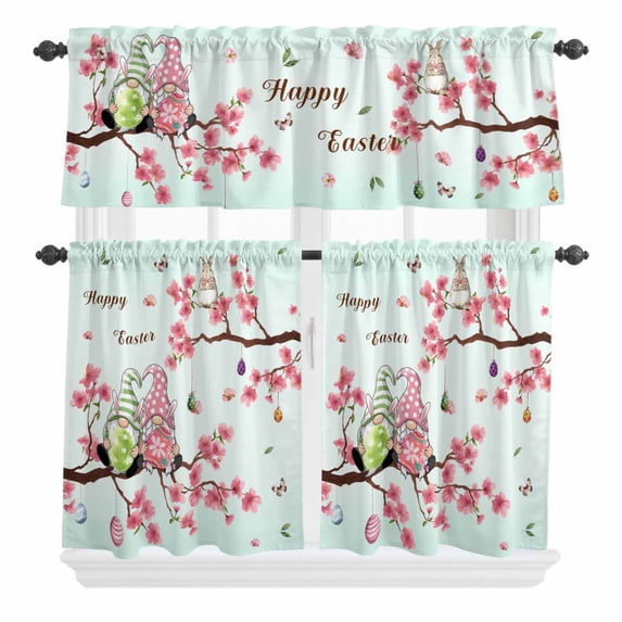 3 Piece Kitchen Curtains and Valances Set Easter Cafe Curtains 24 Inch ...