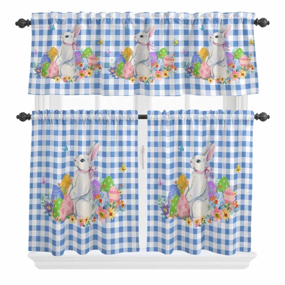 3 Piece Kitchen Curtains and Valances Set Easter Cafe Curtains 36 Inch ...