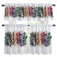 3 Piece Kitchen Curtains and Valances Set Eucalyptus Leaves Cafe ...