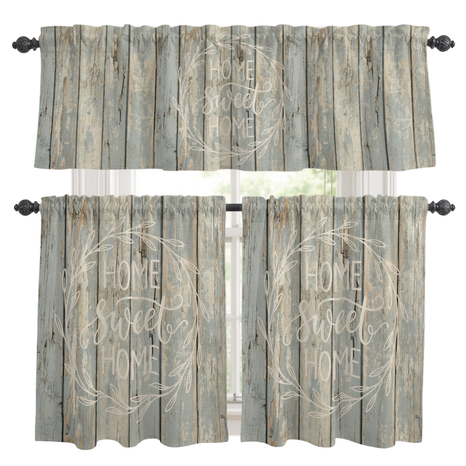 3 Piece Kitchen Curtains and Valances Set Farmhouse Cafe Curtains 36 ...