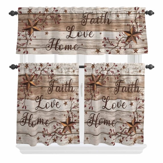 3 Piece Kitchen Curtains and Valances Set Farmhouse Cafe Curtains 36 ...