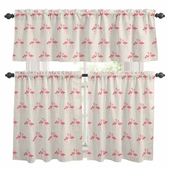 3 Piece Kitchen Curtains and Valances Set Flamingo Cafe Curtains 36 ...