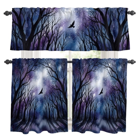 3 Piece Kitchen Curtains and Valances Set Forest Cafe Curtains 24 Inch ...