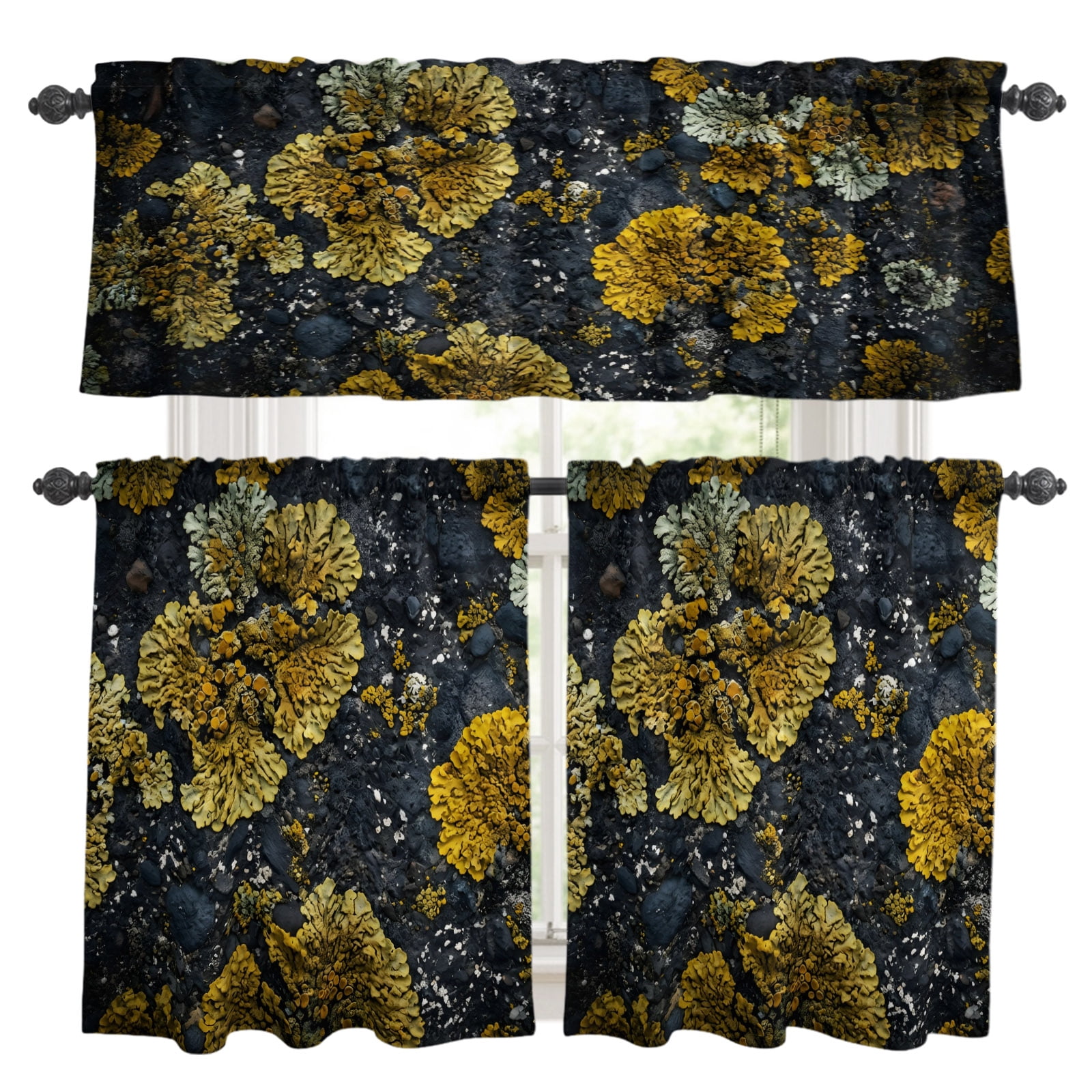 3 Piece Kitchen Curtains and Valances Set Forest Floor Cafe Curtains 36 ...