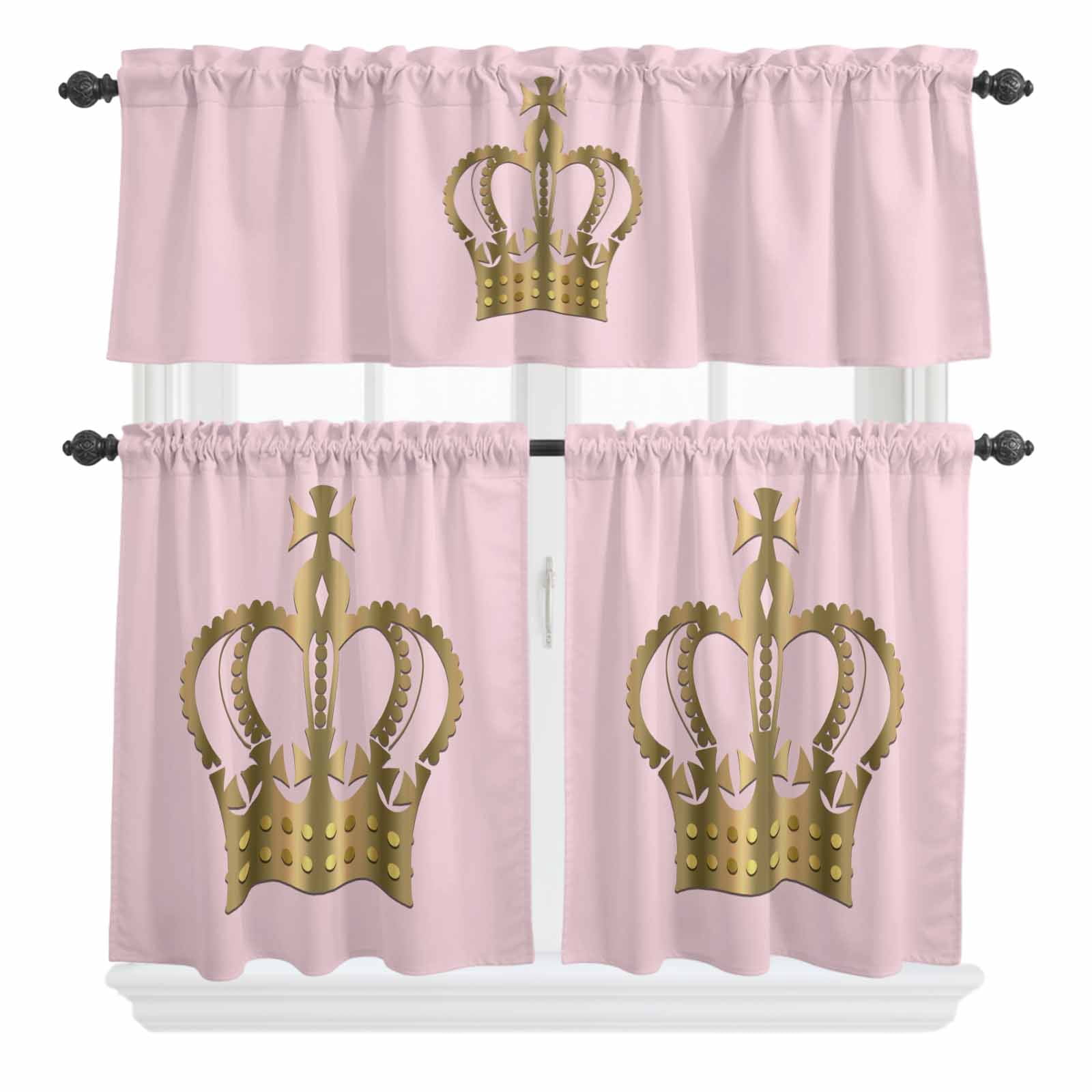 3 Piece Kitchen Curtains and Valances Set Golden Crown Cafe Curtains 36 ...