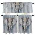 3 Piece Kitchen Curtains and Valances Set Gray Boho Elephant Cafe ...