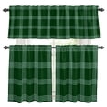3 Piece Kitchen Curtains and Valances Set Green Checkered Cafe Curtains ...