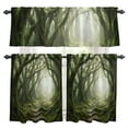 3 Piece Kitchen Curtains and Valances Set Green Forest Cafe Curtains 36 ...