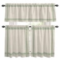 3 Piece Kitchen Curtains and Valances Set Green Grid Lines Cafe ...