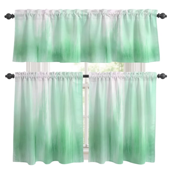 3 Piece Kitchen Curtains and Valances Set Green Ombre Cafe Curtains 36 ...