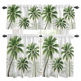 3 Piece Kitchen Curtains and Valances Set Green Palm Trees Seaside Cafe ...