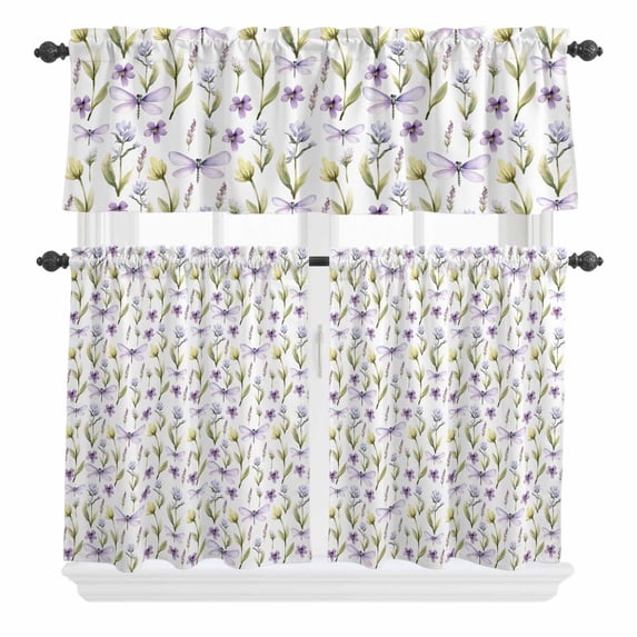 3 Piece Kitchen Curtains and Valances Set Green Plants Cafe Curtains 36 ...
