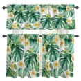 3 Piece Kitchen Curtains and Valances Set Green Summer Leaves Cafe ...