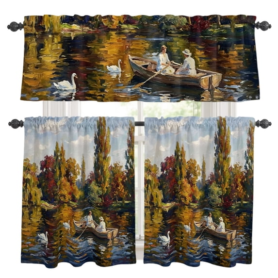 3 Piece Kitchen Curtains and Valances Set Green Trees Cafe Curtains 36 ...