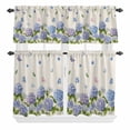 3 Piece Kitchen Curtains and Valances Set Hydrangeas Cafe Curtains 36 ...