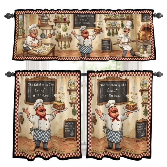 3 Piece Kitchen Curtains and Valances Set Kitchen Chief Rustic Cafe ...