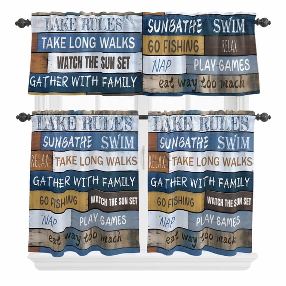 3 Piece Kitchen Curtains and Valances Set Lake Farmhouse Cafe Curtains ...