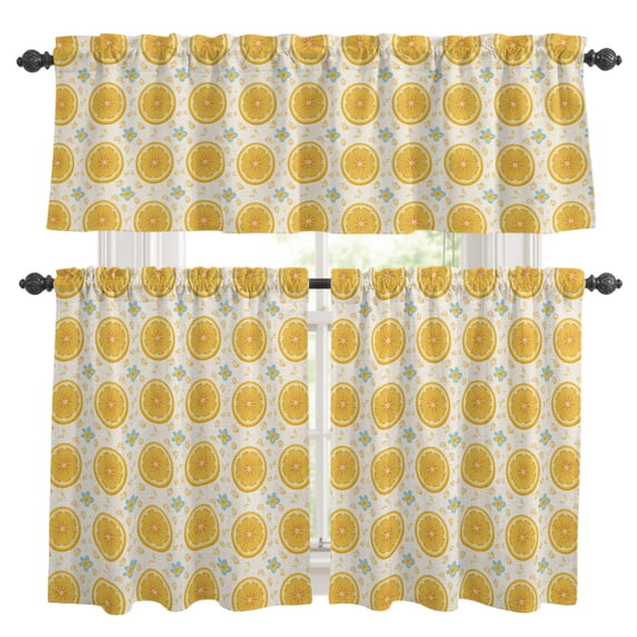 3 Piece Kitchen Curtains and Valances Set Lemon Cafe Curtains 36 Inch ...