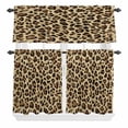 3 Piece Kitchen Curtains and Valances Set Leopard Cafe Curtains 24 Inch ...