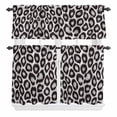 3 Piece Kitchen Curtains and Valances Set Leopard Printed Cafe Curtains ...
