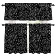 3 Piece Kitchen Curtains and Valances Set Mathematics Tools Sketch Cafe ...