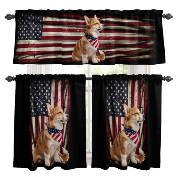 3 Piece Kitchen Curtains and Valances Set Memorial Day Cafe Curtains 36 ...