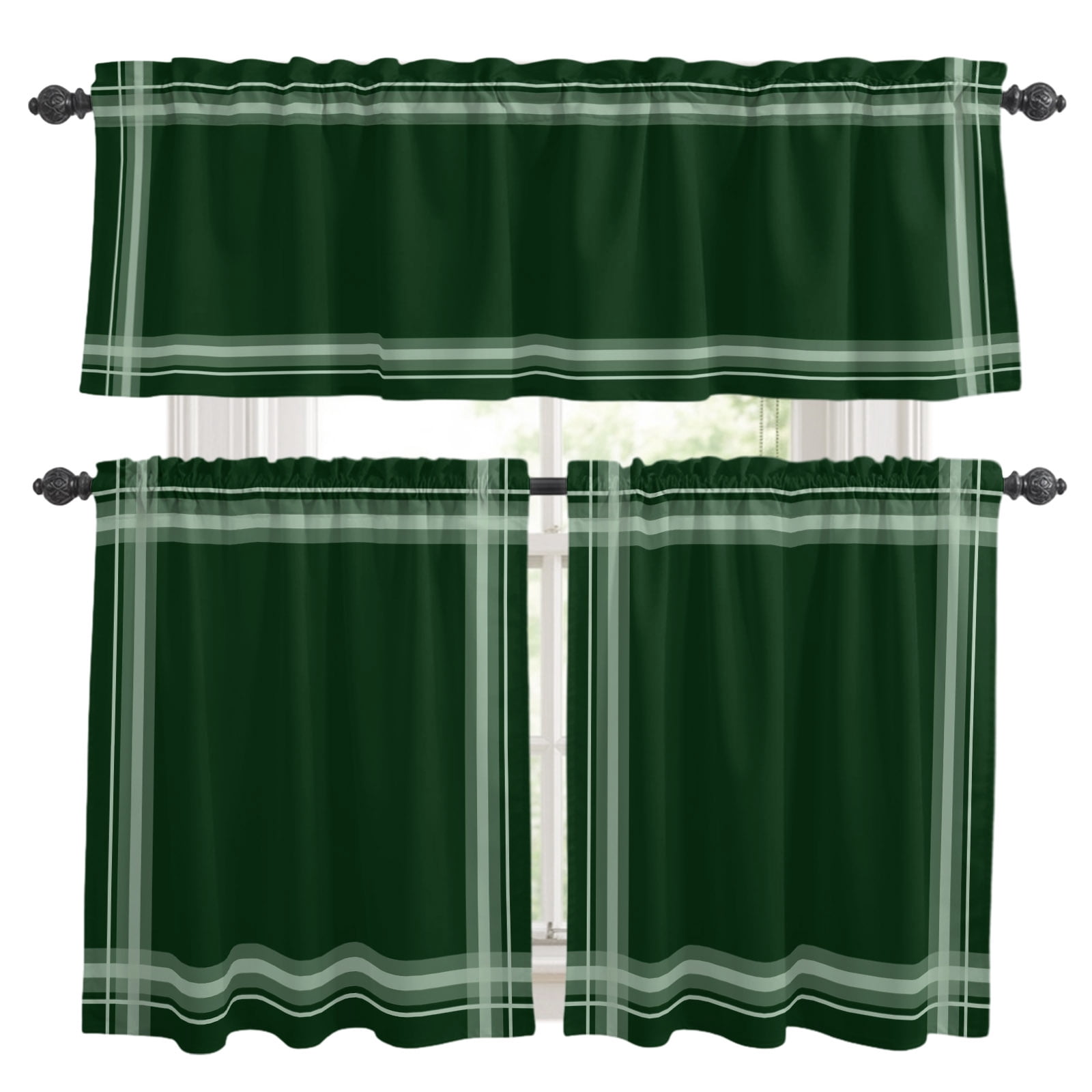 3 Piece Kitchen Curtains and Valances Set Minimalist Vintage Cafe ...
