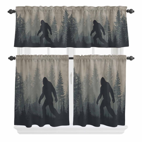 3 Piece Kitchen Curtains and Valances Set Misty Forest Cafe Curtains 24 ...