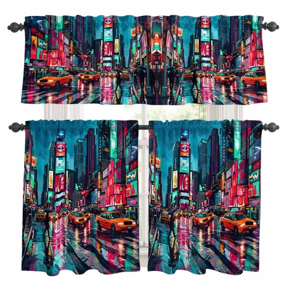 3 Piece Kitchen Curtains and Valances Set Modern Urban Cafe Curtains 36 ...