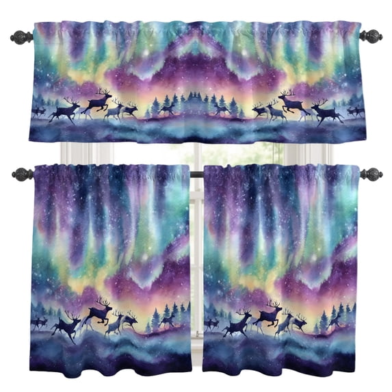 3 Piece Kitchen Curtains and Valances Set Nature Deer Cafe Curtains 24 ...