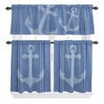 3 Piece Kitchen Curtains and Valances Set Nautical Anchor Cafe Curtains ...