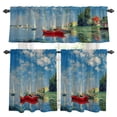 3 Piece Kitchen Curtains and Valances Set Nautical Sailing Boat Cafe ...