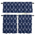 3 Piece Kitchen Curtains and Valances Set Navy Blue Anchor Nautical ...