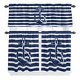 3 Piece Kitchen Curtains and Valances Set Navy Blue Anchor Nautical ...