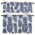 3 Piece Kitchen Curtains and Valances Set Navy Blue Pineapple Cafe ...