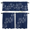 3 Piece Kitchen Curtains and Valances Set Navy Blue Shell Coastal Cafe ...