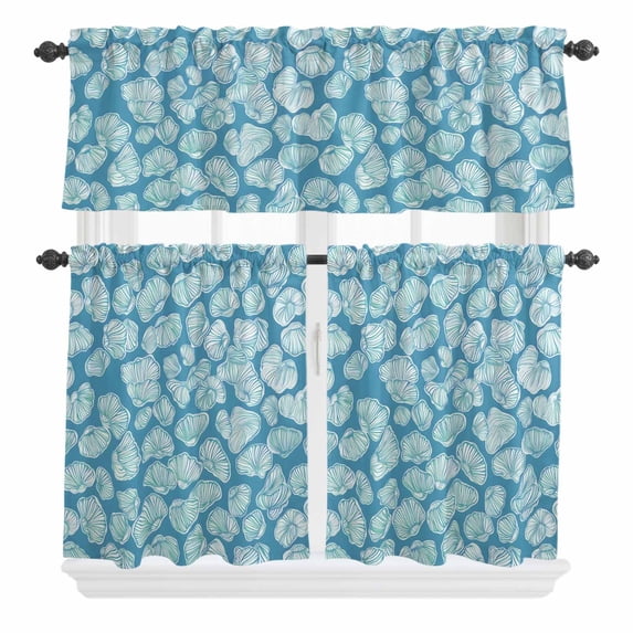3 Piece Kitchen Curtains and Valances Set Ocean Conch Cafe Curtains 24 ...