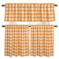 3 Piece Kitchen Curtains and Valances Set Orange Checked Cafe Curtains ...