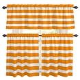 3 Piece Kitchen Curtains and Valances Set Orange Striped Cafe Curtains ...