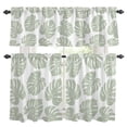 3 Piece Kitchen Curtains and Valances Set Pale Green Monstera Leaf Cafe ...